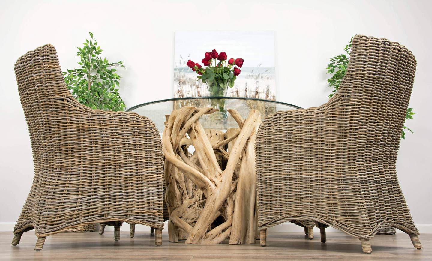 1.2m Java Root Circular Dining Table with 4 or 6 Donna Armchairs ...