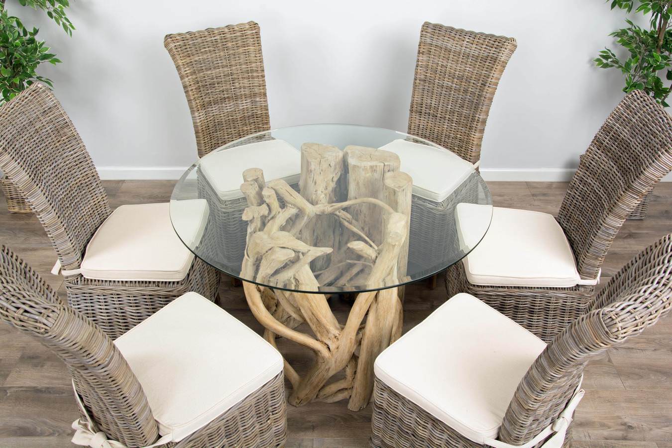1.2m Java Root Circular Dining Table with 4 or 6 Latifa Chairs ...
