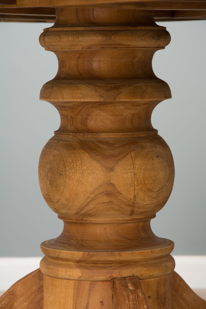 1.2m Reclaimed Teak Circular Pedestal Dining Table with 6 Donna Chairs ...