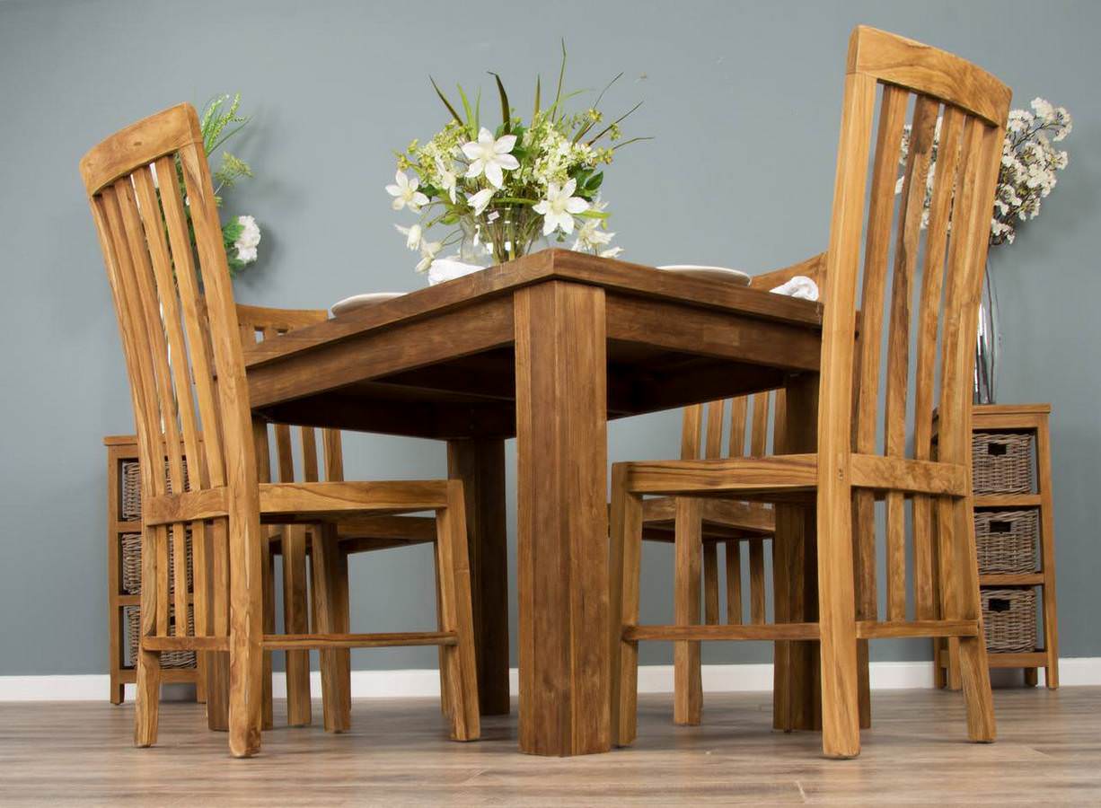 Reclaimed Teak Dining Table 1.2m Reclaimed Teak Dining Chairs (Santos) - Sustainable Furniture