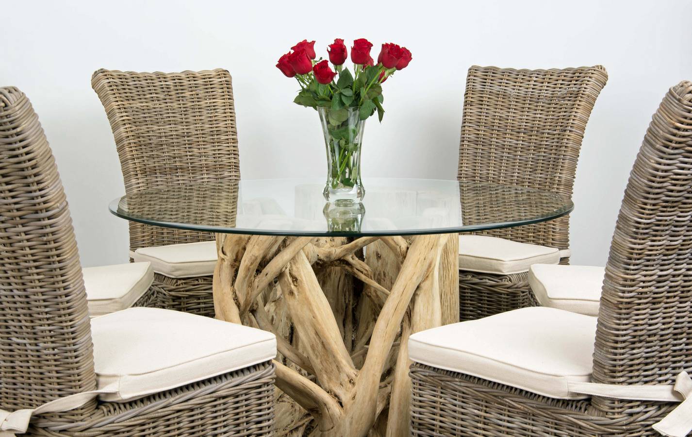 1.2m Java Root Circular Dining Table with 4 or 6 Latifa Chairs ...
