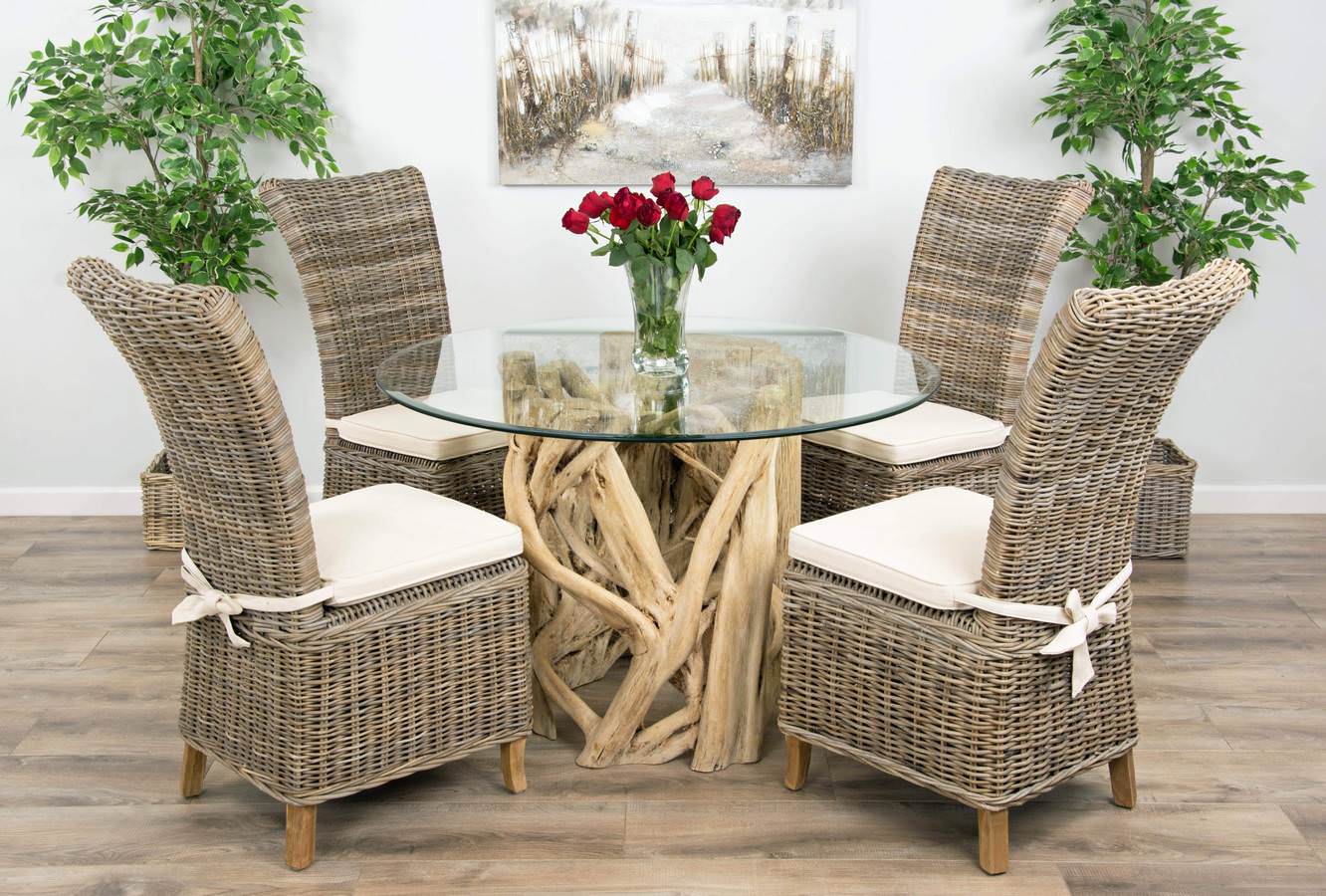1.2m Java Root Circular Dining Table with 4 or 6 Latifa Chairs ...