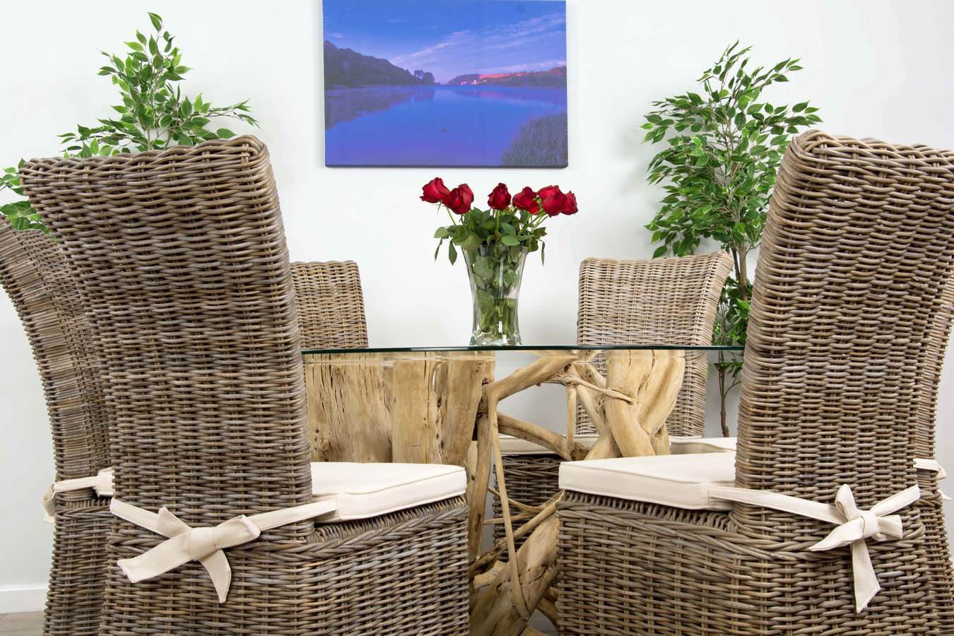 1.5m Java Root Dining Table with 6 Latifa Chairs - Sustainable Furniture