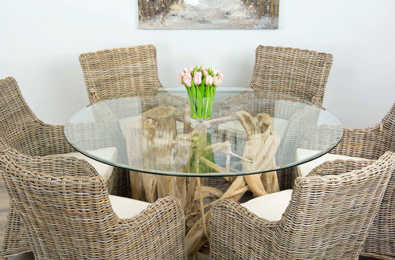 1.5m Java Root Dining Table with 6 Donna Chairs - Sustainable Furniture