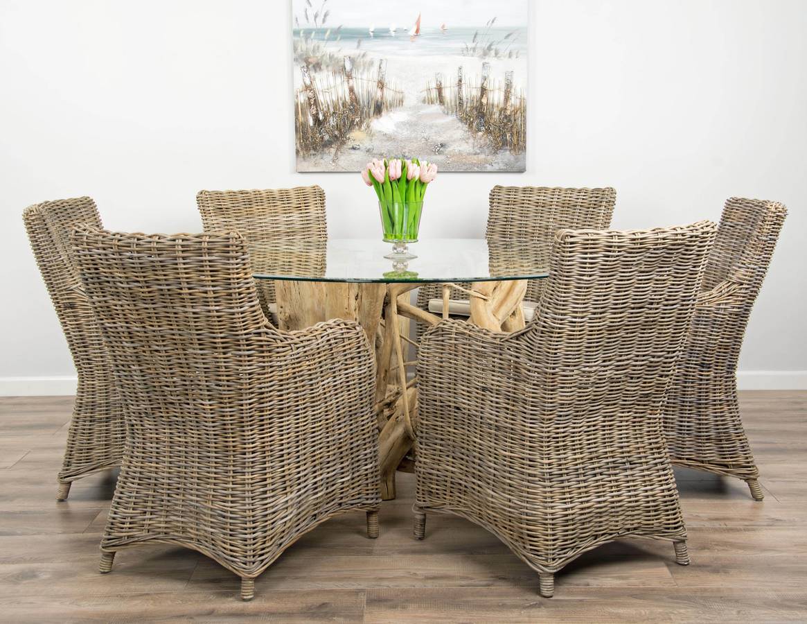 1.5m Java Root Dining Table with 6 Donna Chairs - Sustainable Furniture