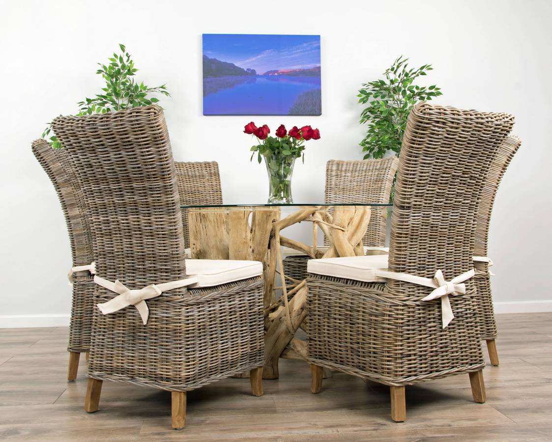 1.5m Java Root Dining Table with 6 Latifa Chairs - Sustainable Furniture