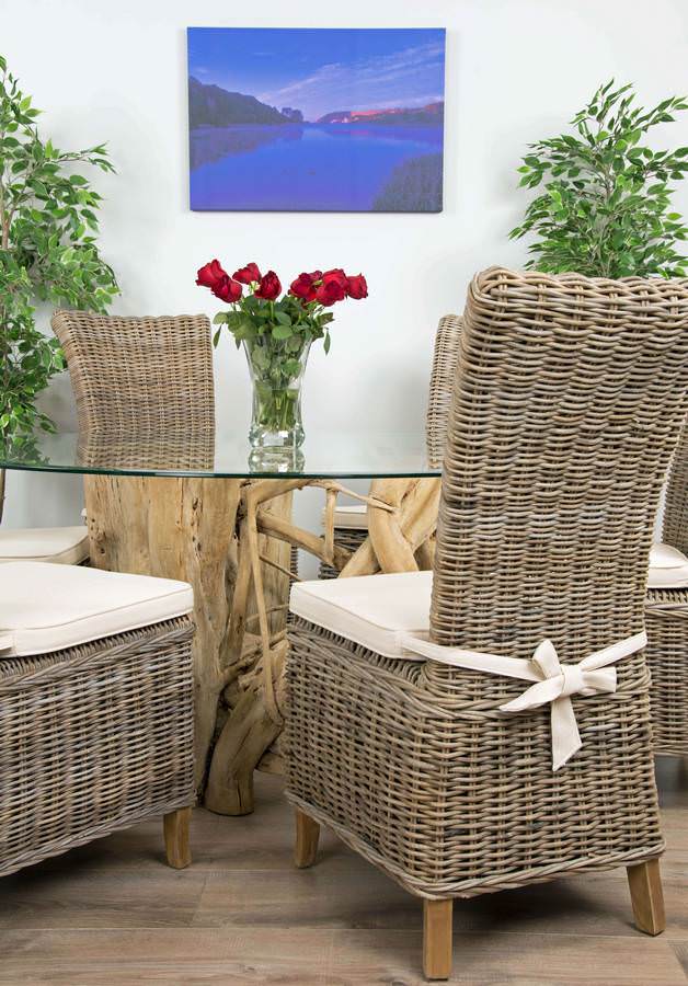 1.5m Java Root Dining Table with 6 Latifa Chairs - Sustainable Furniture