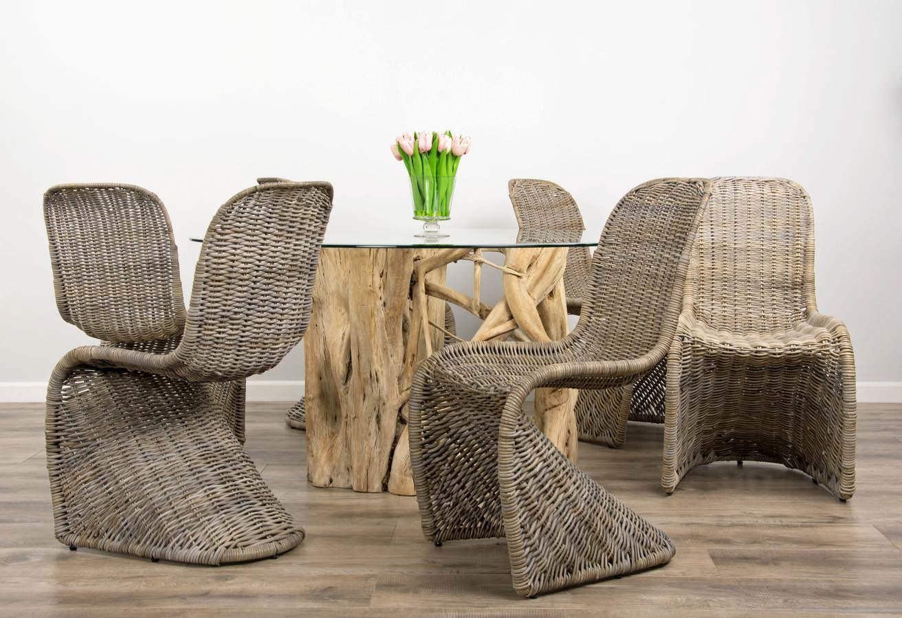 1.5m Java Root Dining Table with 6 Stackable Zorro Chairs - Sustainable ...