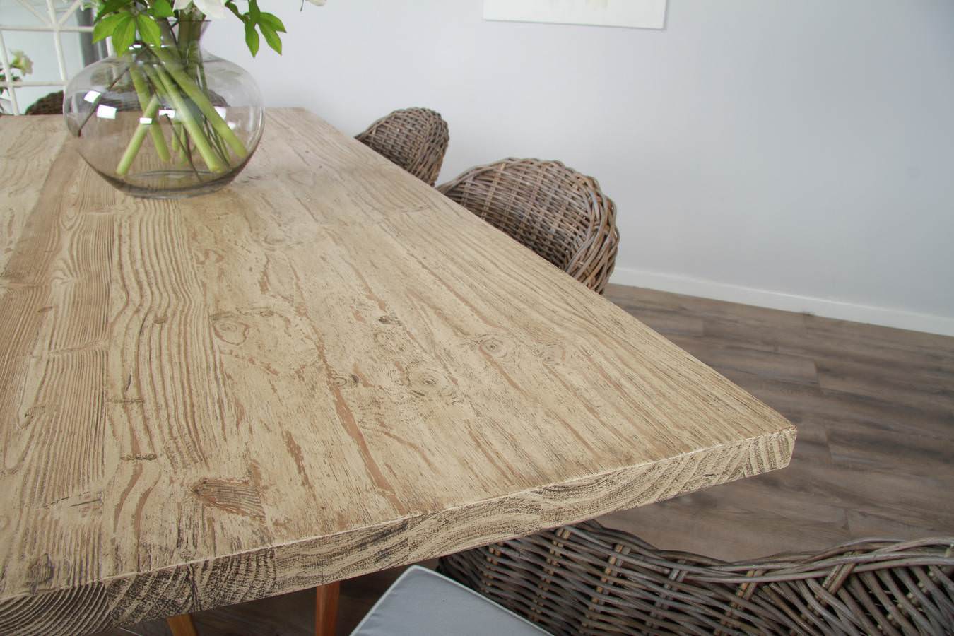 2.4m Reclaimed Pine Industrial Chic Cubex Table with Black Legs and ...
