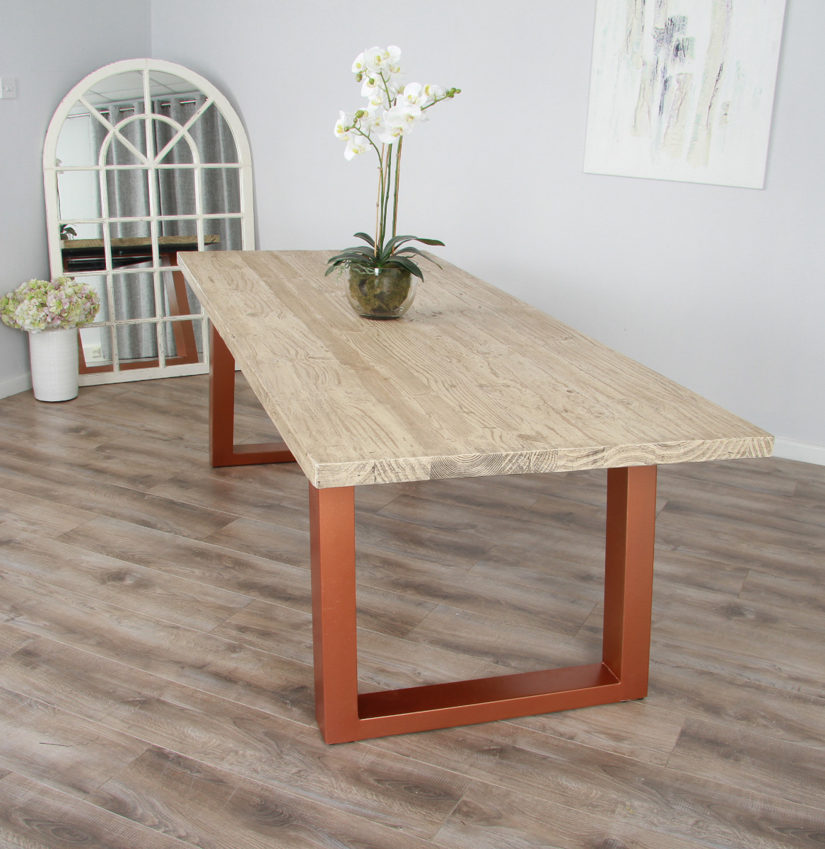 2.4m Reclaimed Pine Industrial Chic Cubex Table with Black Legs and ...