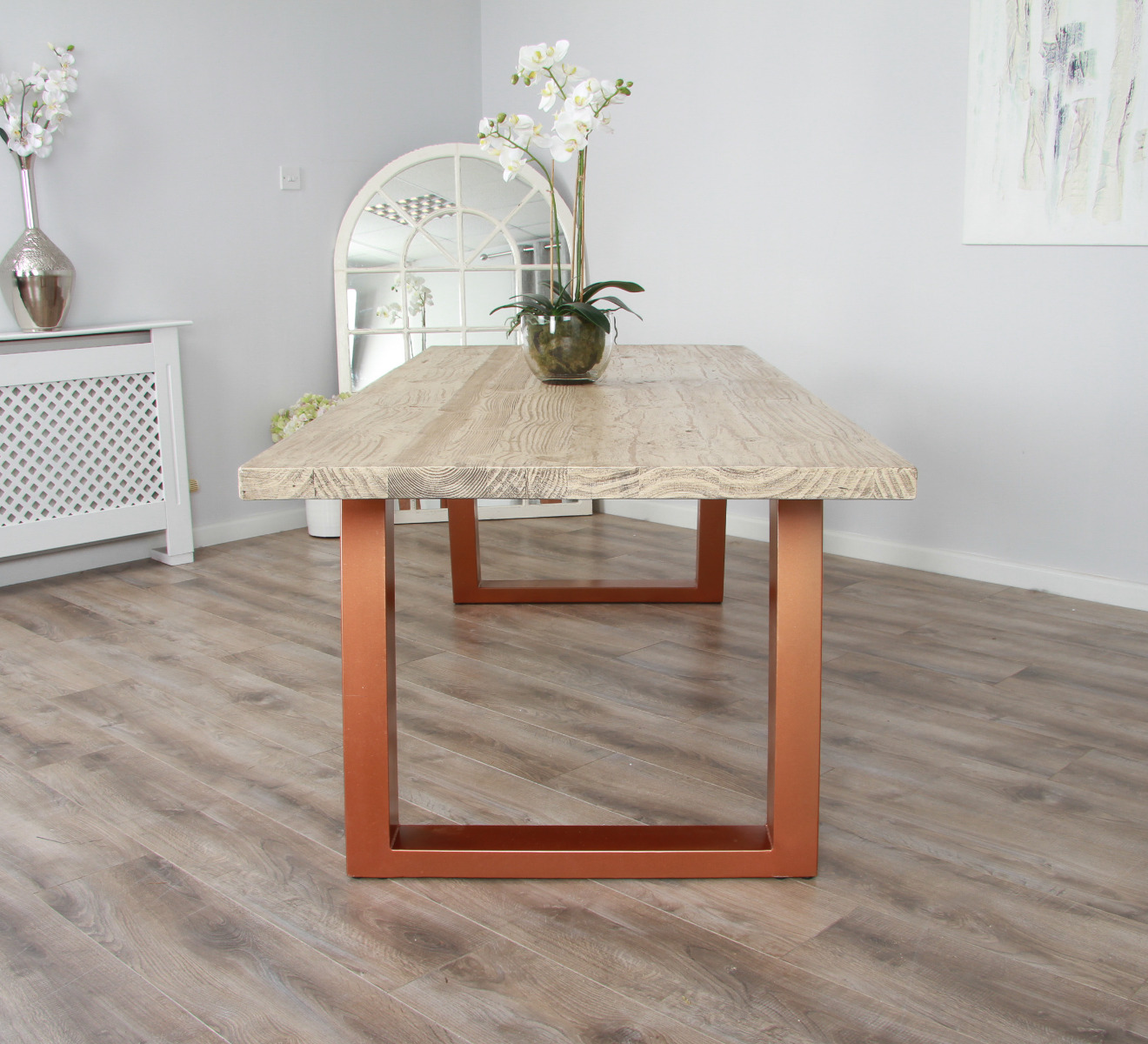 2.4m Reclaimed Pine Industrial Chic Cubex Table with Black Legs and ...