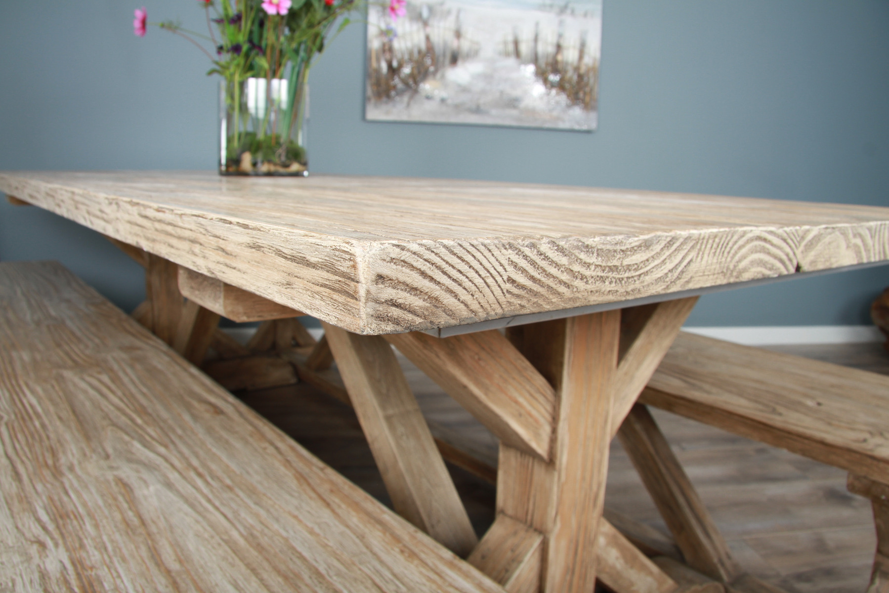 2.4m Farmhouse Cross Dining Table - Sustainable Furniture
