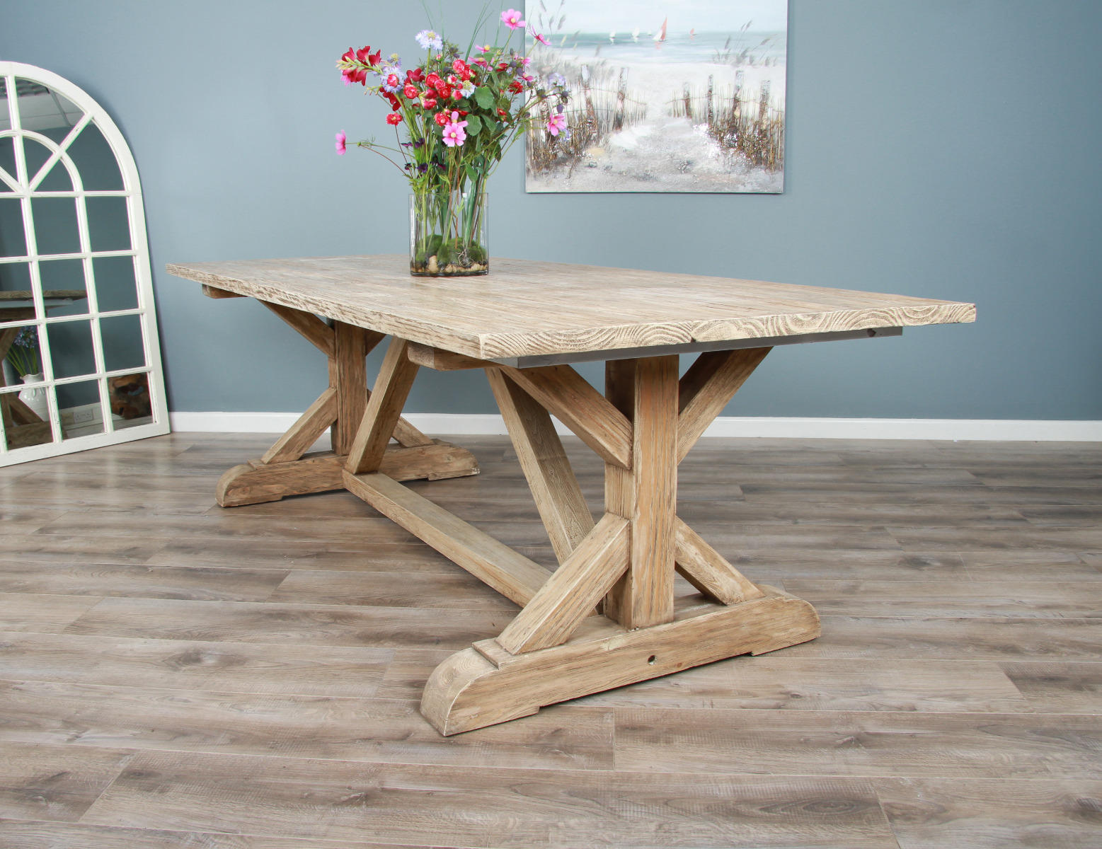 2.4m Farmhouse Cross Dining Table - Sustainable Furniture