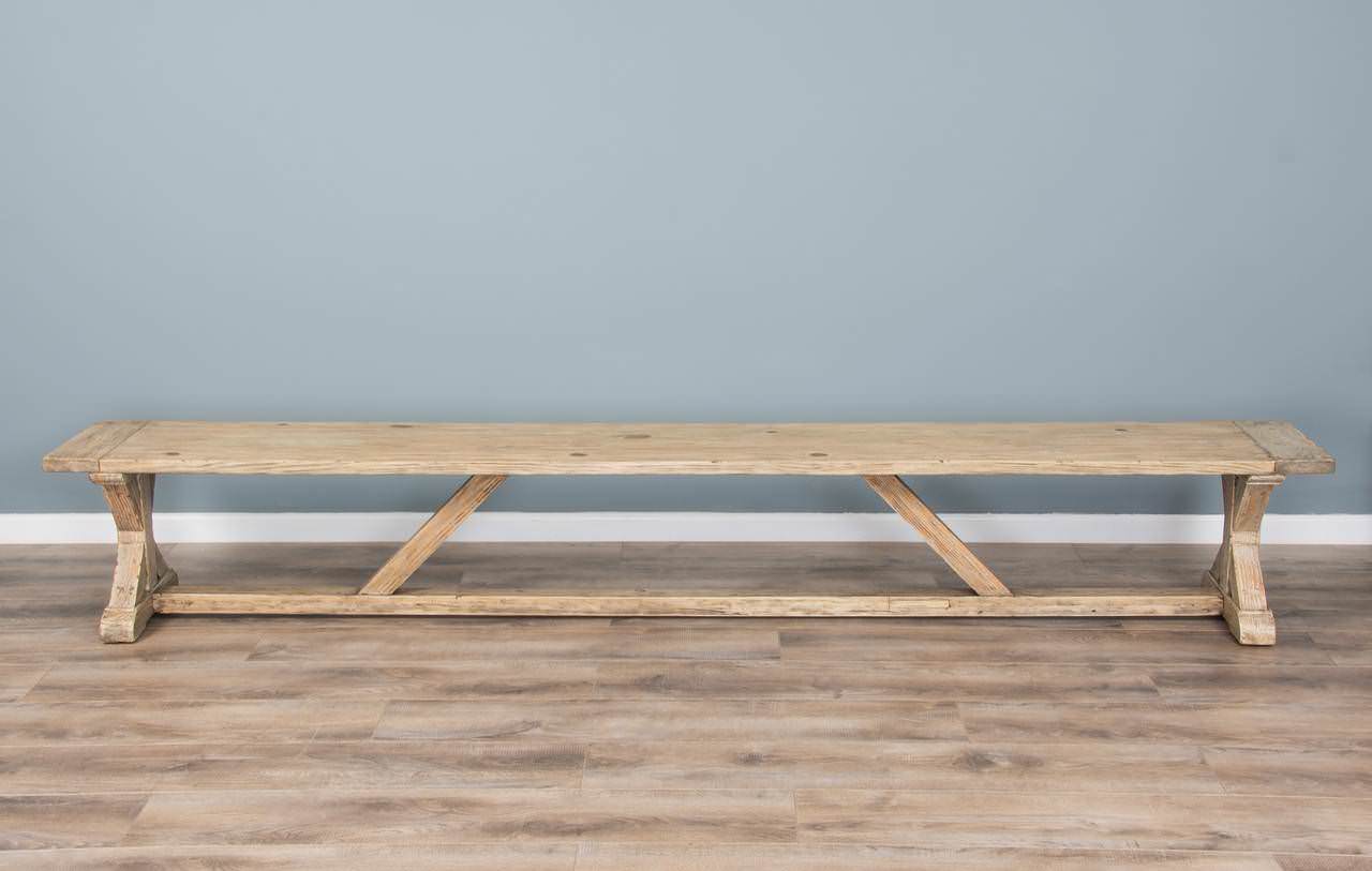 3m Reclaimed Pine Cross Table with Two Dining Benches - Sustainable ...