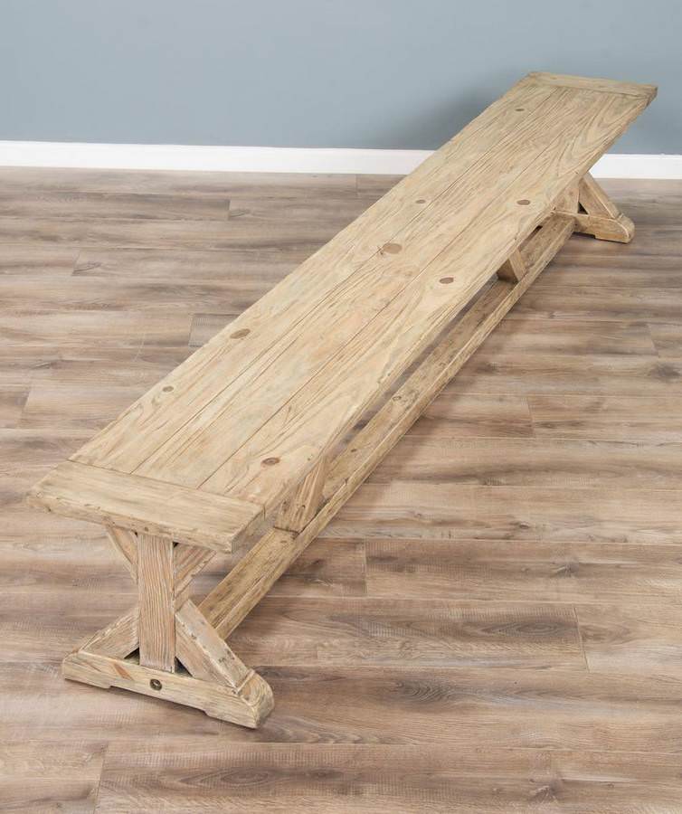 3m Reclaimed Pine Cross Table with Two Dining Benches - Sustainable ...