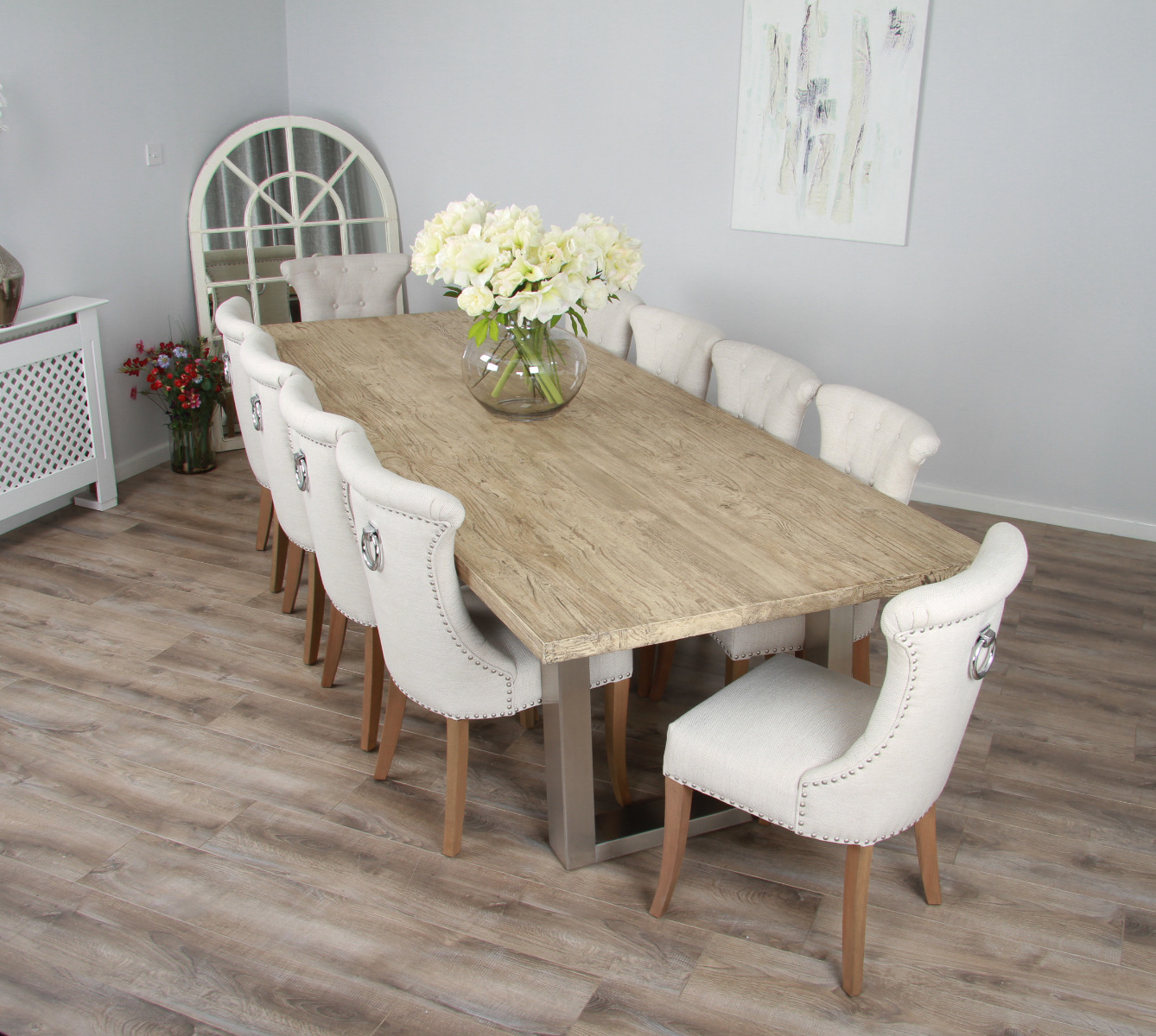 3m Reclaimed Pine Industrial Chic Cubex Table with Stainless Steel Legs ...