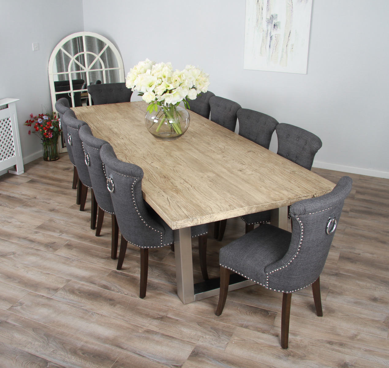 3m Reclaimed Pine Industrial Chic Cubex Table with Black Legs and 10 ...