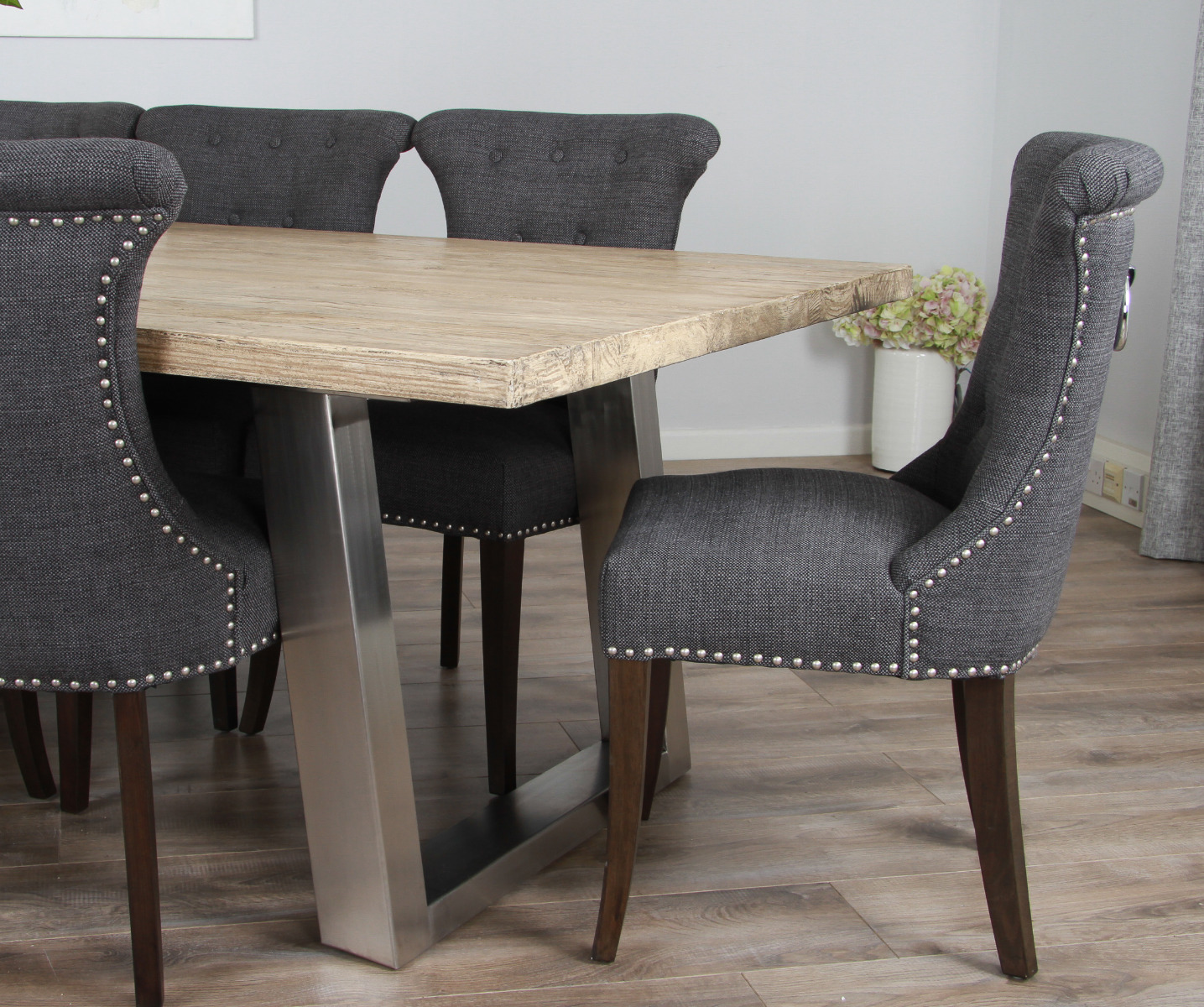 3m Reclaimed Pine Industrial Chic Cubex Table with Black Legs and 10 ...