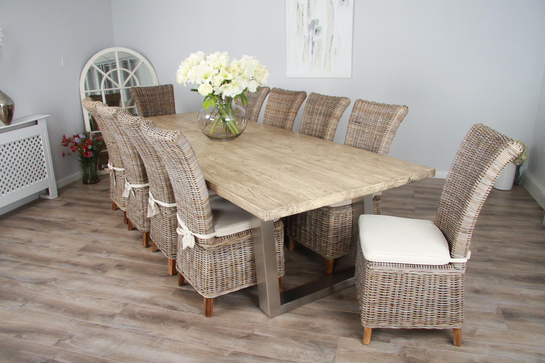 3m Reclaimed Pine Industrial Chic Cubex Table with Stainless Steel Legs ...