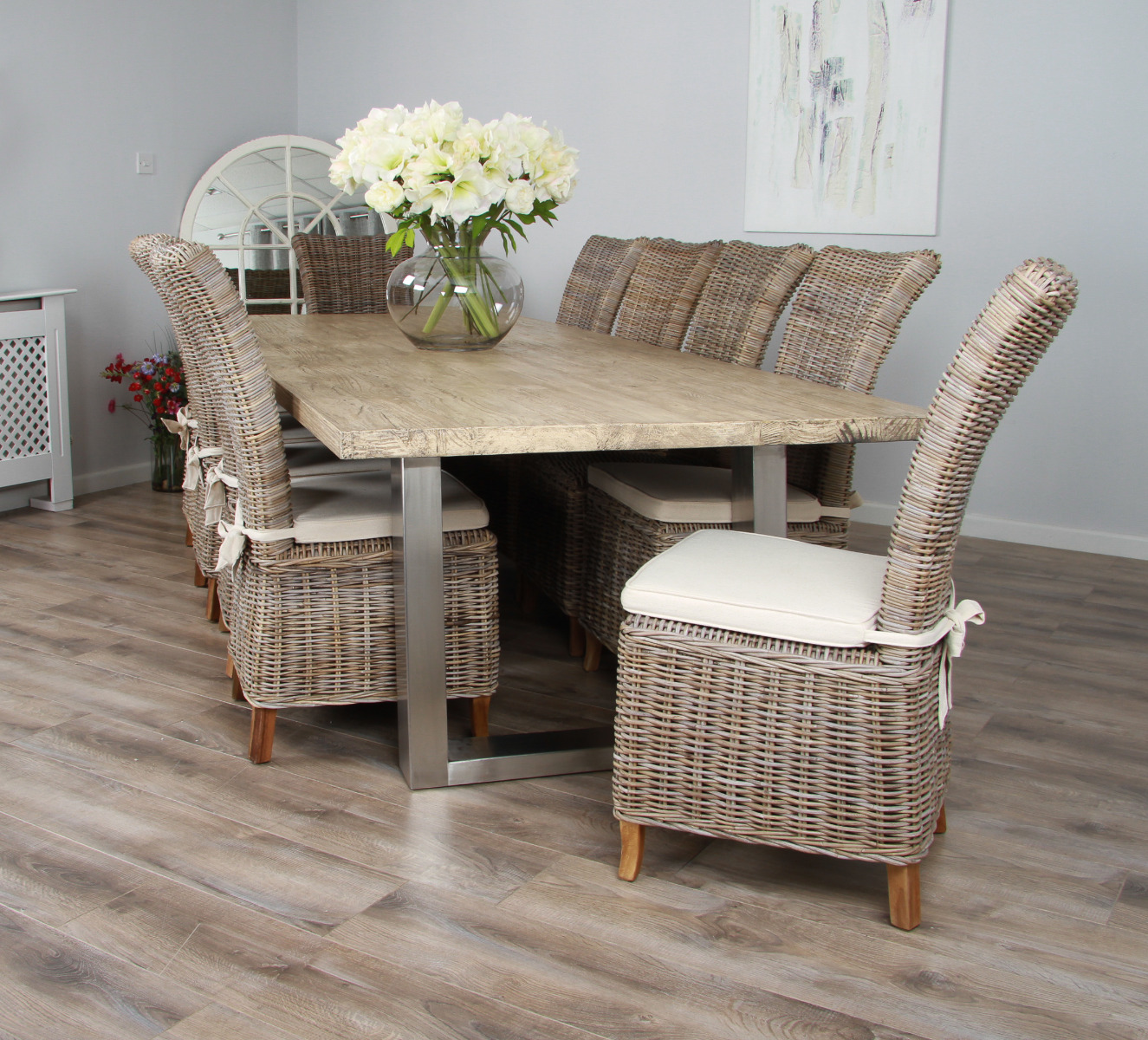 3m Reclaimed Pine Industrial Chic Cubex Table with Stainless Steel Legs ...