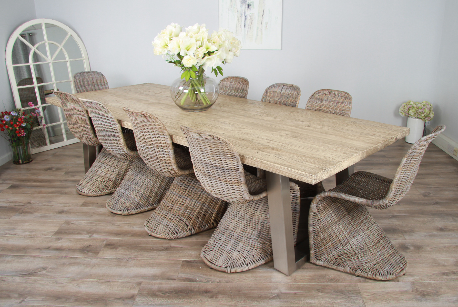 3m Reclaimed Pine Industrial Chic Cubex Table with Stainless Steel and ...