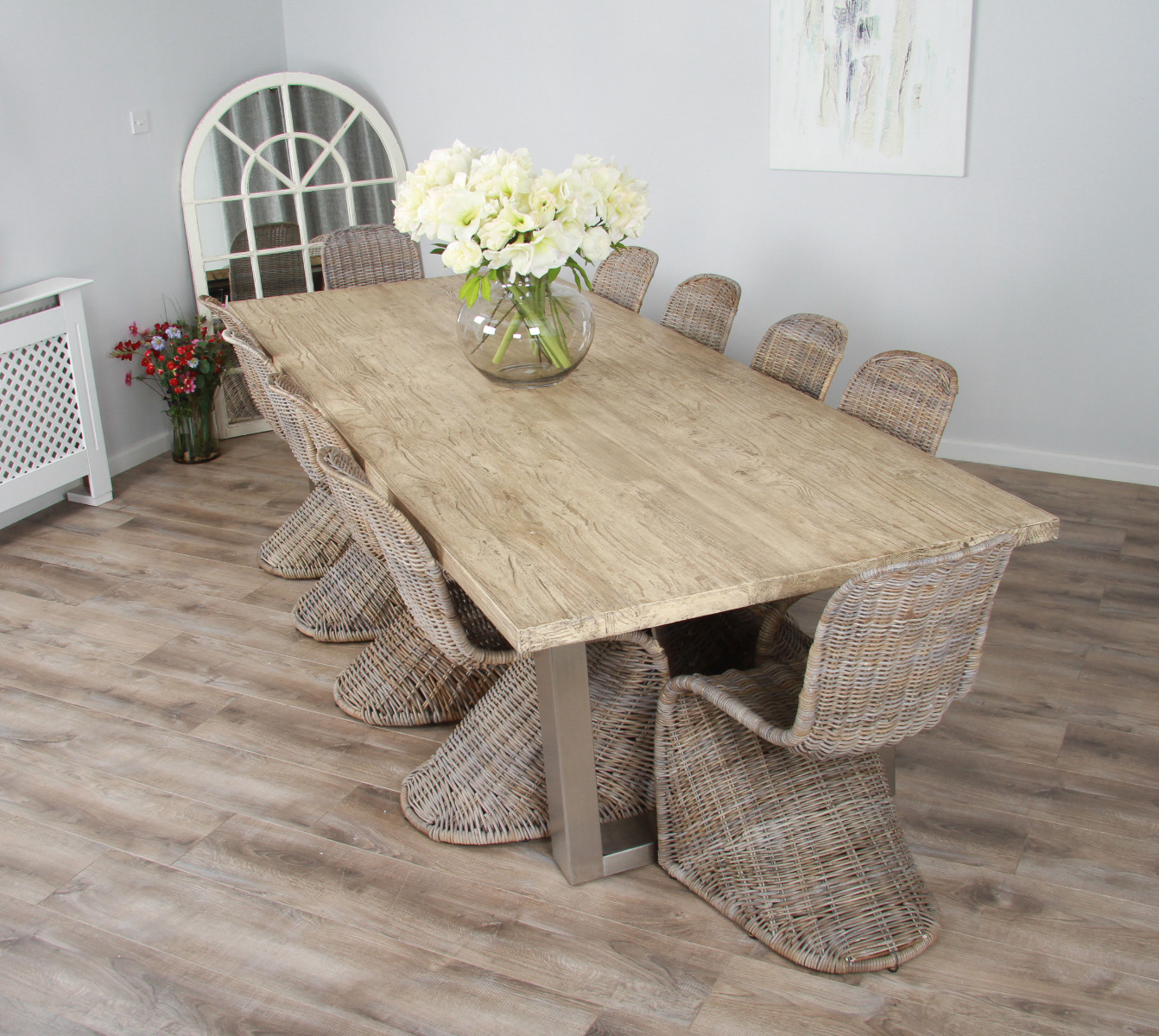 3m Reclaimed Pine Industrial Chic Cubex Table with Stainless Steel and ...