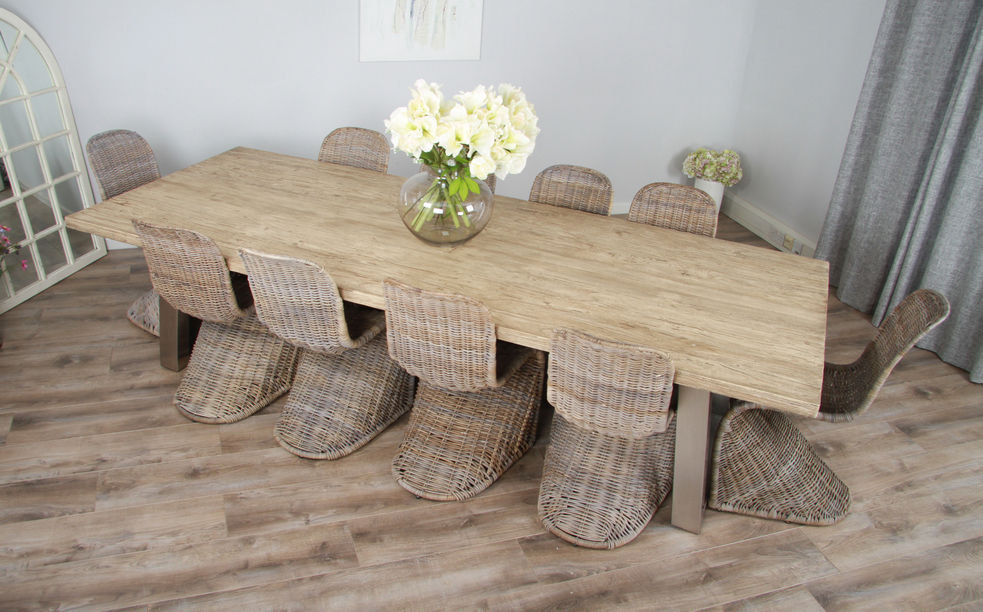 3m Reclaimed Pine Industrial Chic Cubex Table with Stainless Steel and ...
