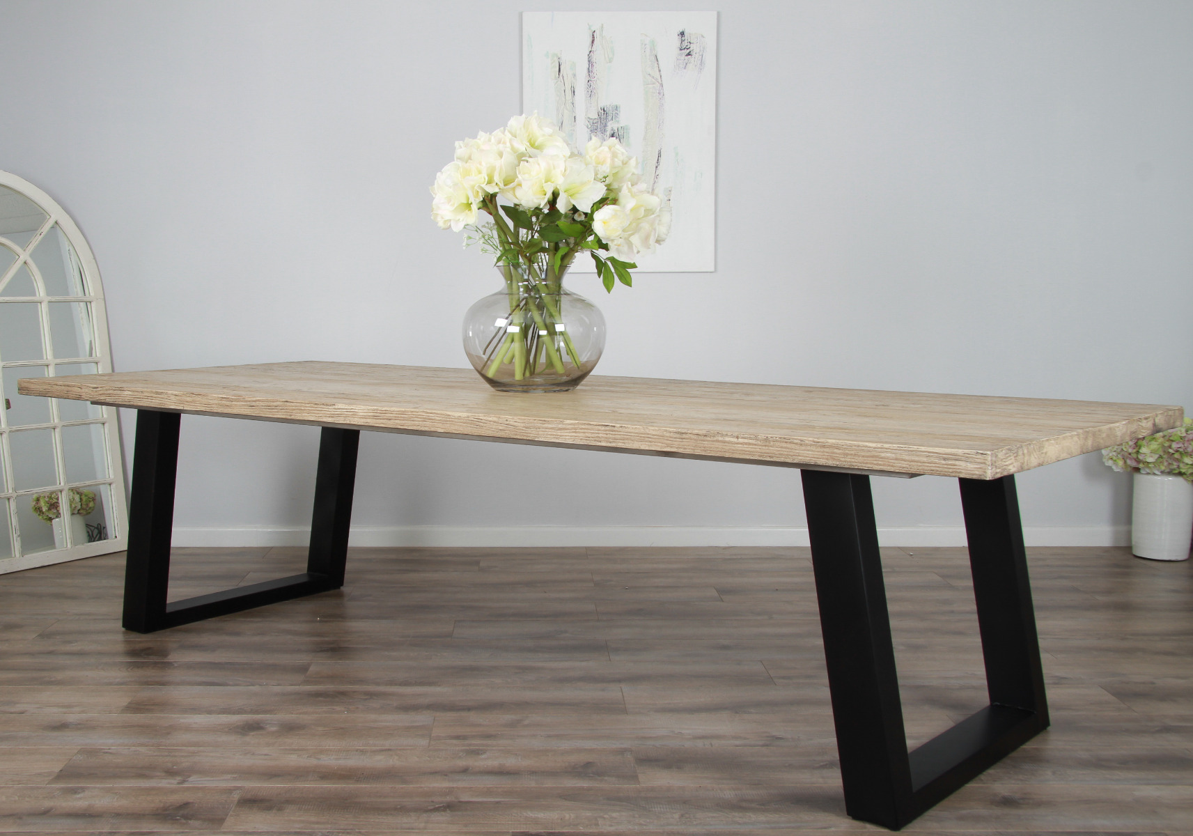 3m Reclaimed Pine Industrial Chic Cubex Table with Stainless Steel Legs ...