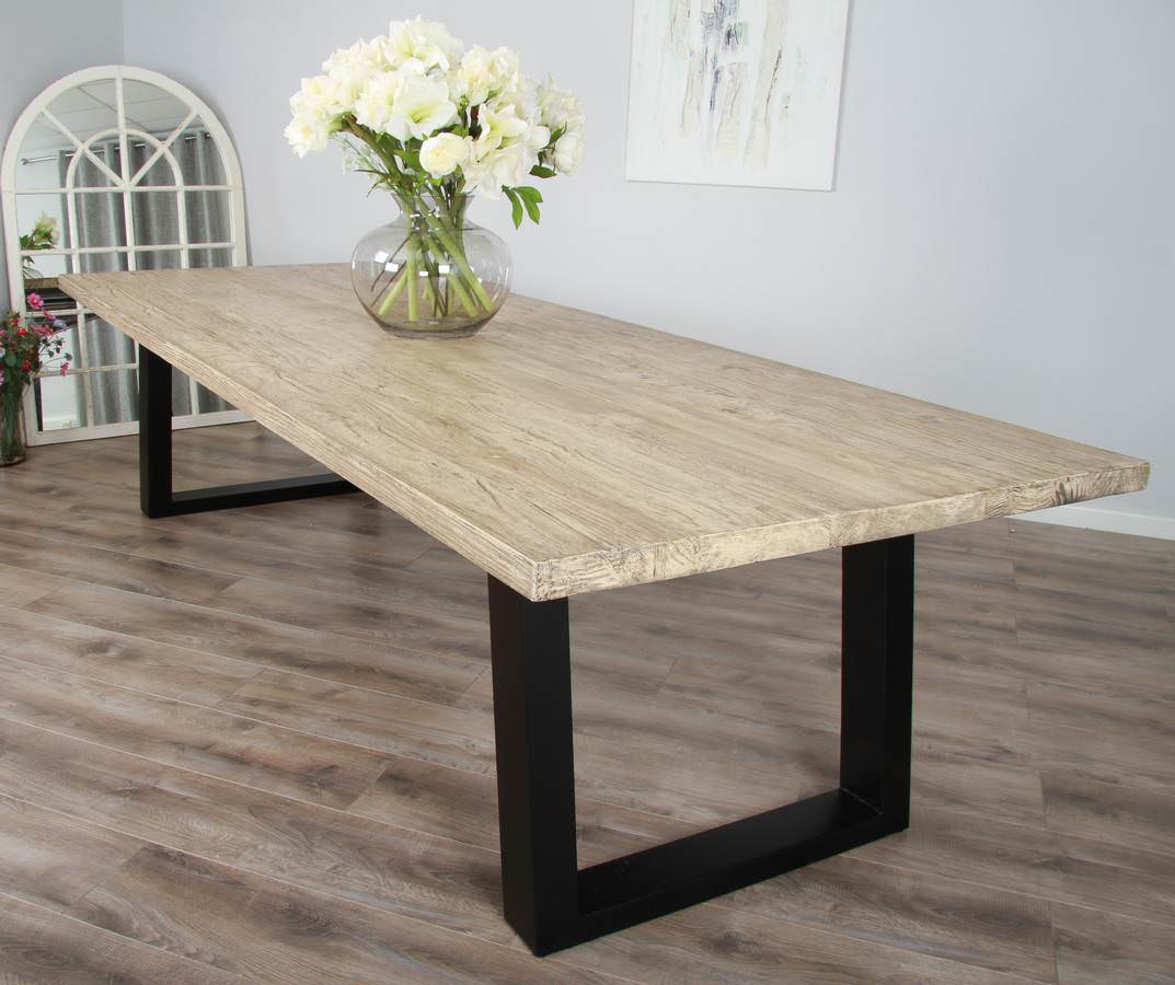 3m Reclaimed Pine Industrial Chic Cubex Table - Black Legs ...