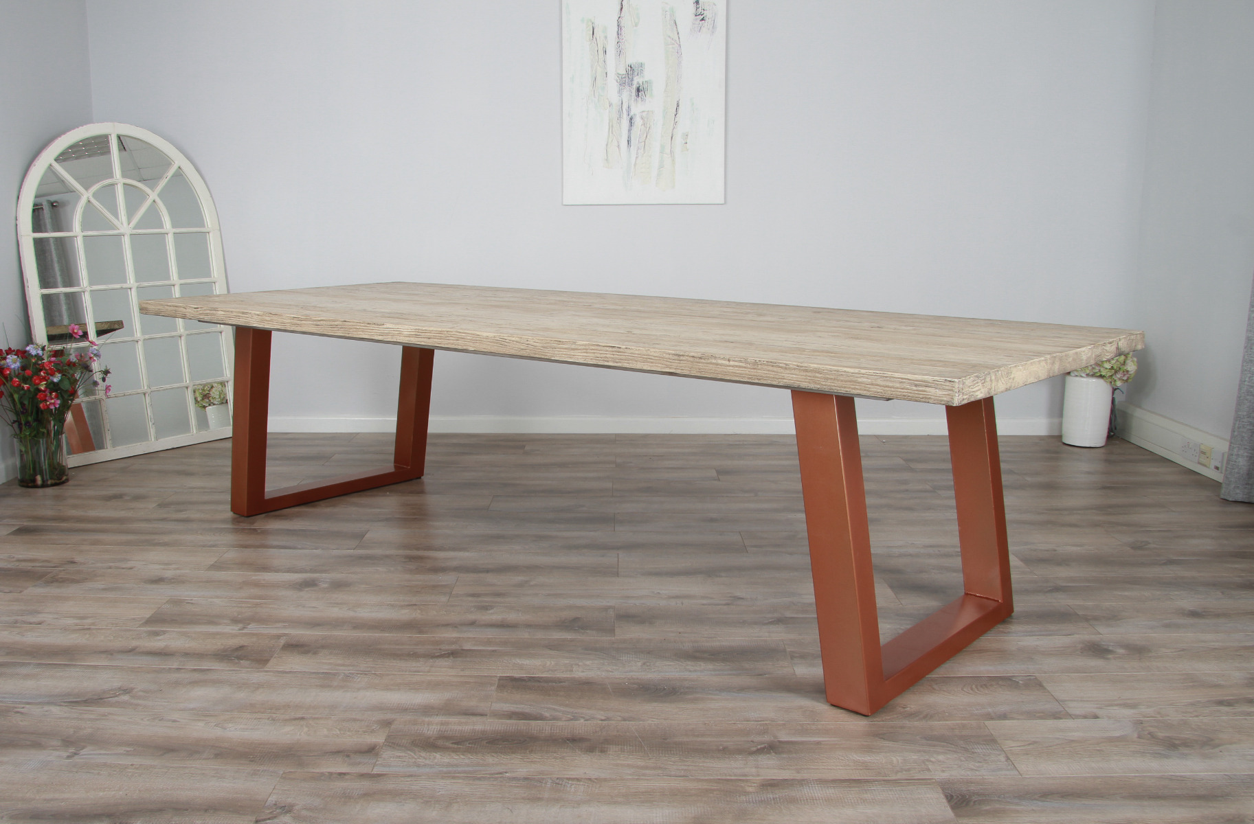 3m Reclaimed Pine Industrial Chic Cubex Table with Stainless Steel Legs ...