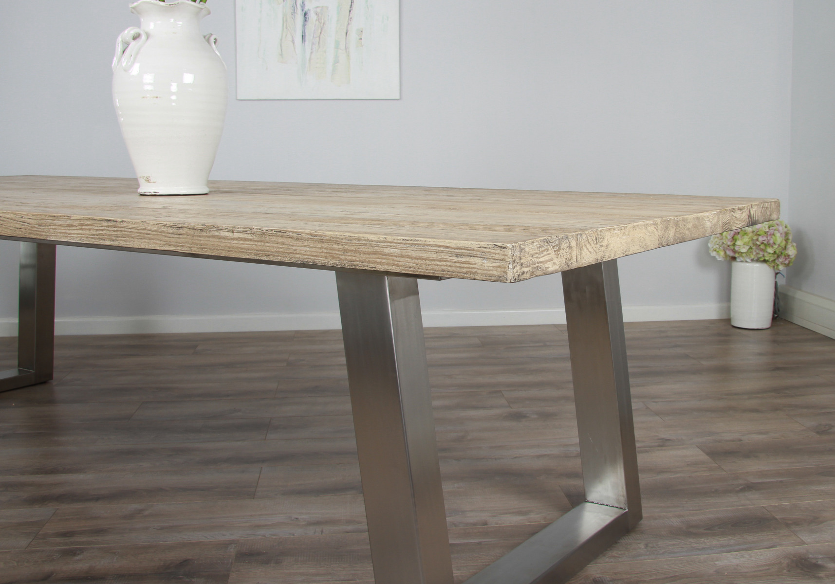 3m Reclaimed Pine Industrial Chic Cubex Table with Black Legs and 10 ...