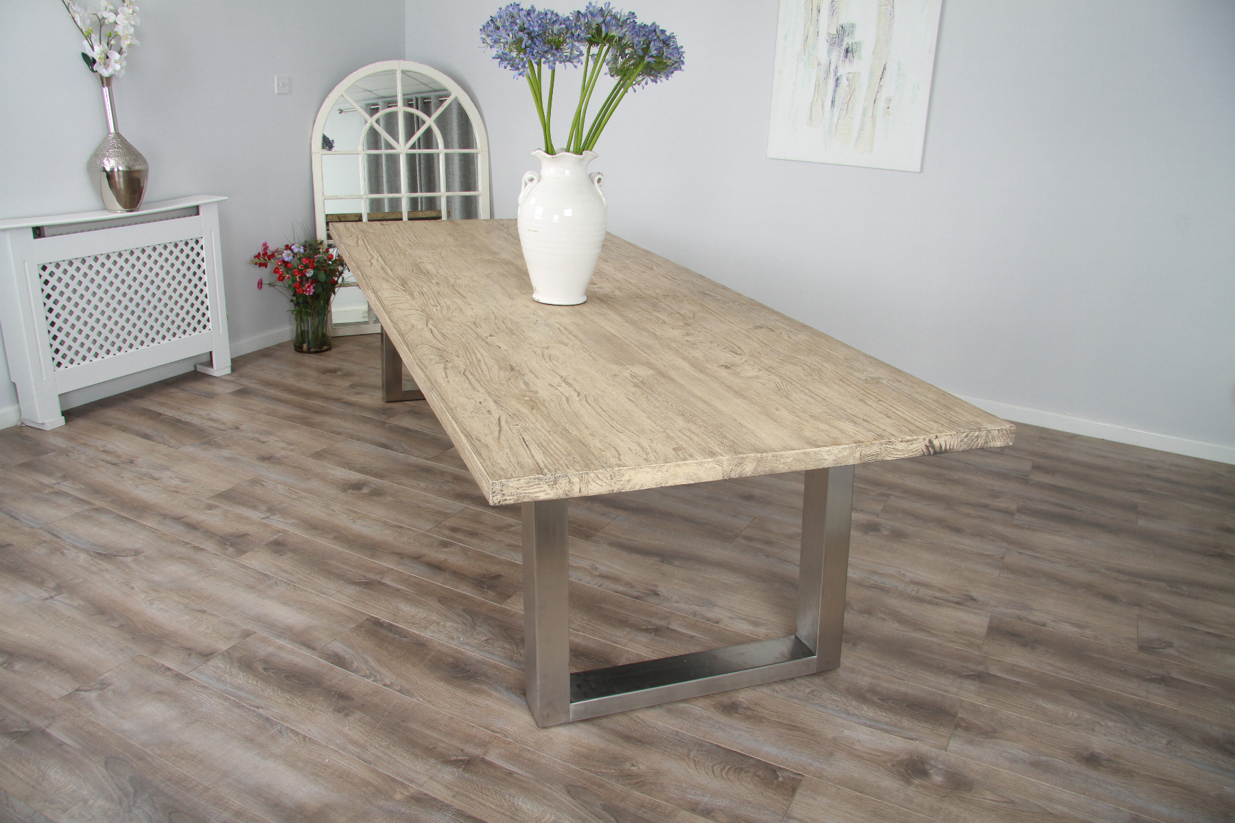 3m Reclaimed Pine Industrial Chic Table - Stainless Steel Legs ...
