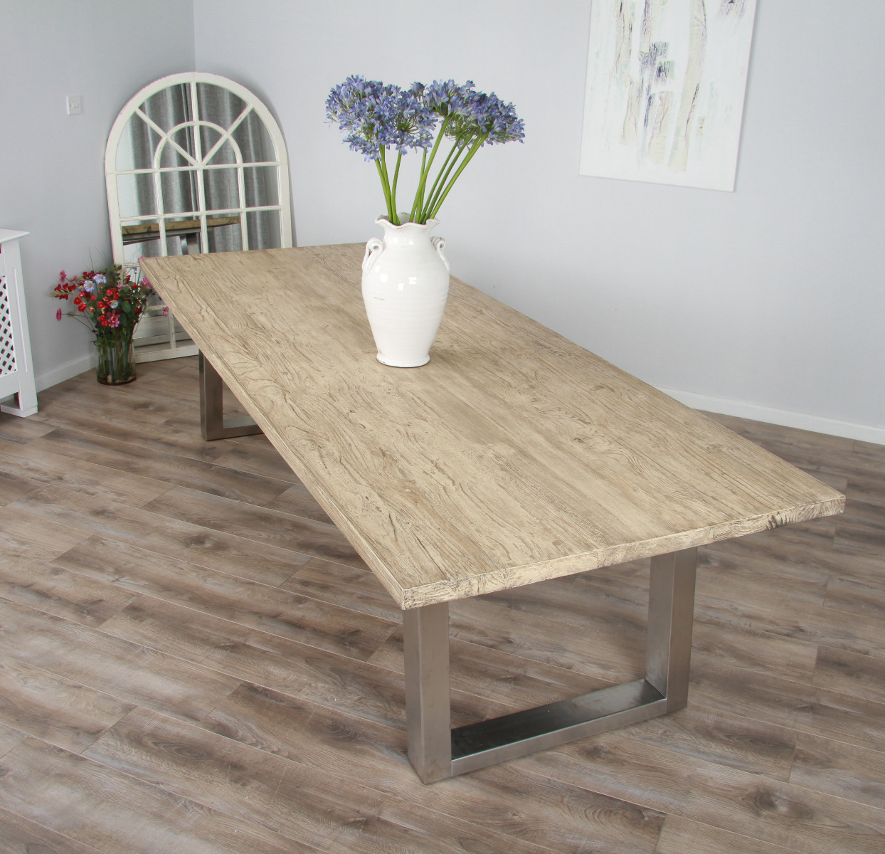 3m Reclaimed Pine Industrial Chic Table - Stainless Steel Legs ...