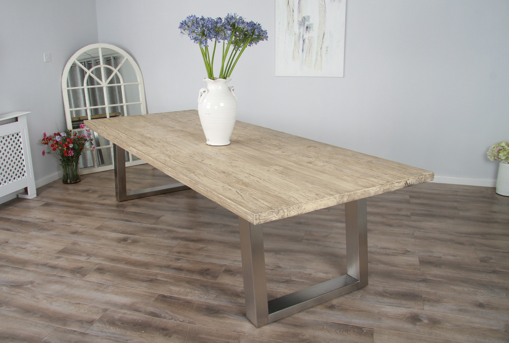 3m Reclaimed Pine Industrial Chic Table - Stainless Steel Legs ...