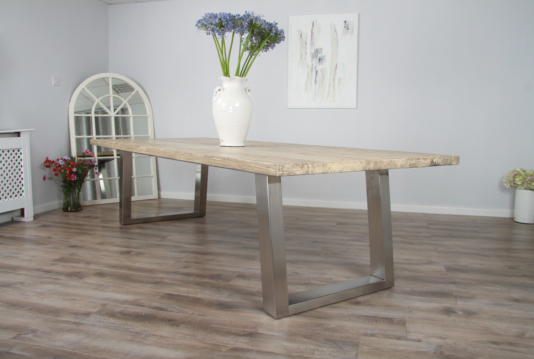 3m Reclaimed Pine Industrial Chic Table - Stainless Steel Legs ...