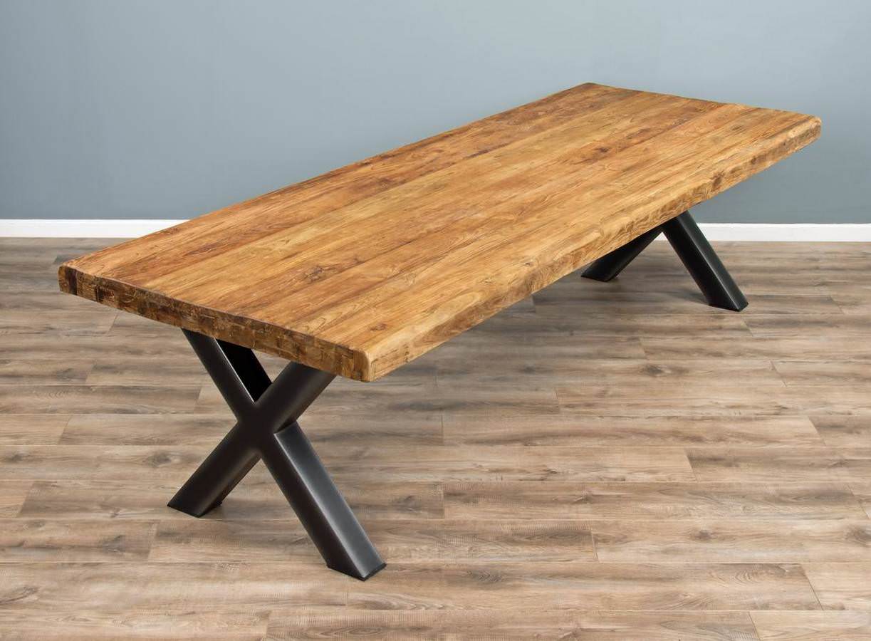 3m Reclaimed Teak Urban Fusion Dining Table - Sustainable Furniture