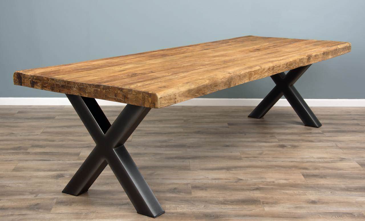 3m Reclaimed Teak Urban Fusion Dining Table - Sustainable Furniture