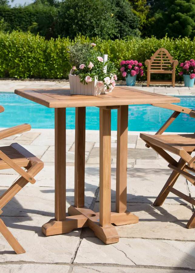 70cm Square Pedestal Teak Garden Table - Sustainable Furniture
