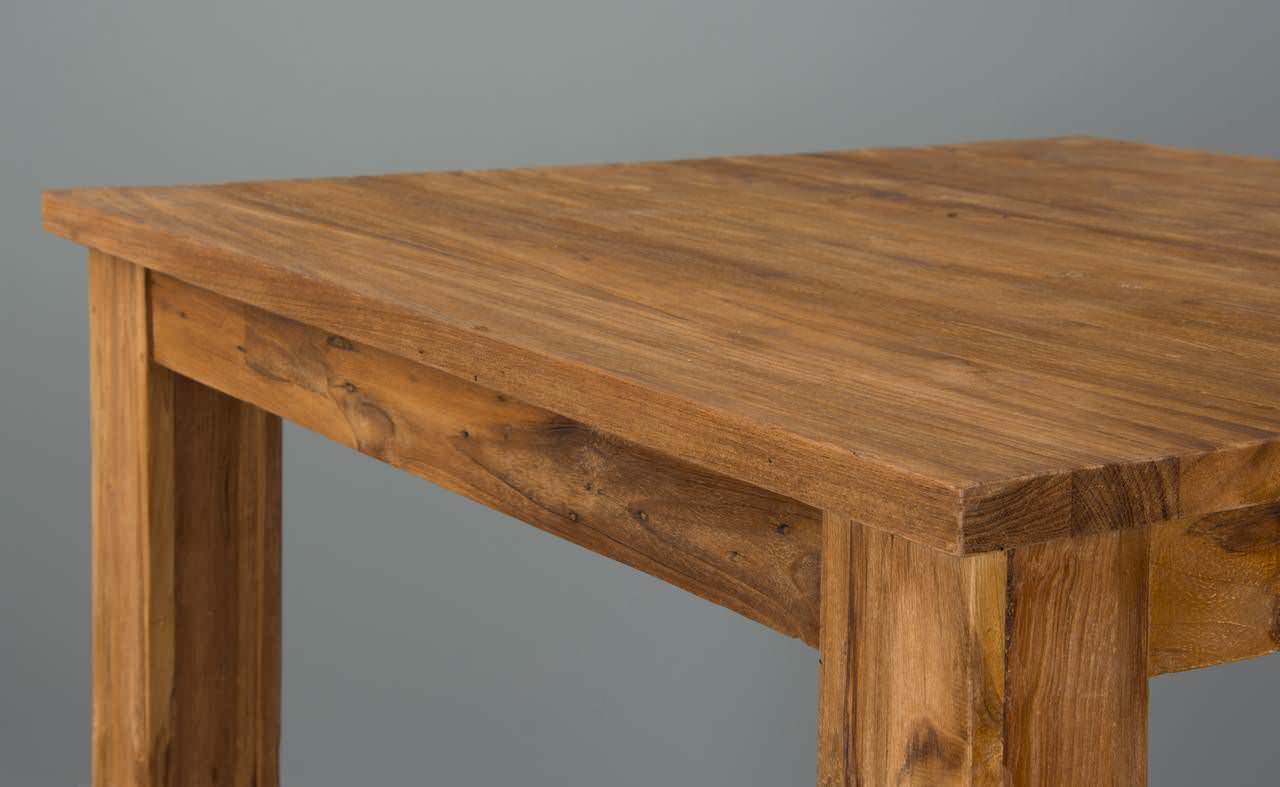 1.2m Reclaimed Teak Rectangular Bar Table with 4 Wicker Bar Stools - Sustainable Furniture