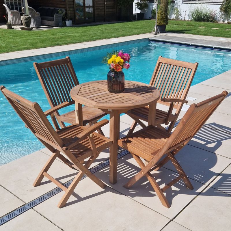 4 seat garden table and chairs, Teak 4 seat set - Sustainable Furniture