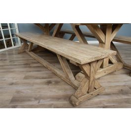 2.4m Reclaimed Pine Cross Dining Bench - Sustainable Furniture