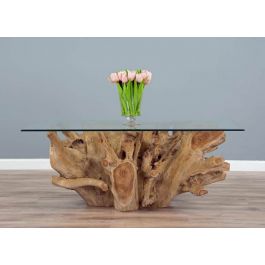 1.2m Reclaimed Teak Root Rectangular Coffee Table - Sustainable Furniture