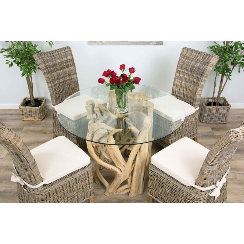 1.5m Java Root Dining Table with 6 Stackable Zorro Chairs - Sustainable ...