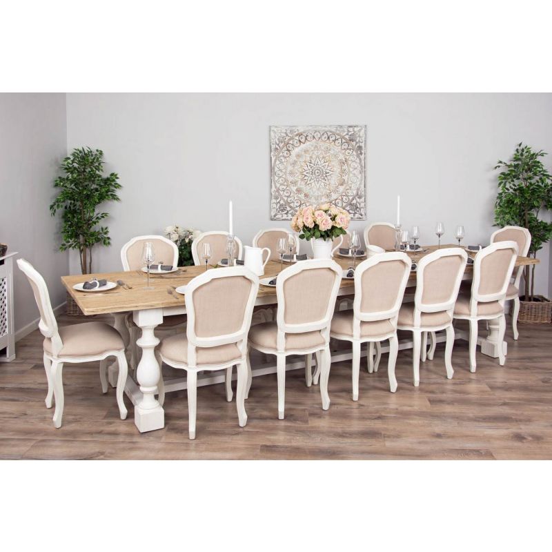 1.3m Farmhouse Pedestal Dining Table with 6 Claremont Chairs ...