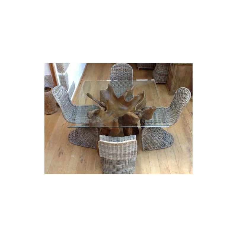 1.2m Reclaimed Teak Root Circular Dining Table with 4 or 6 Vikka Chairs ...