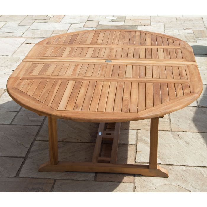 1.5m x 1.5m - 2.3m Teak Circular Double Extending Table with 10 Kiffa ...