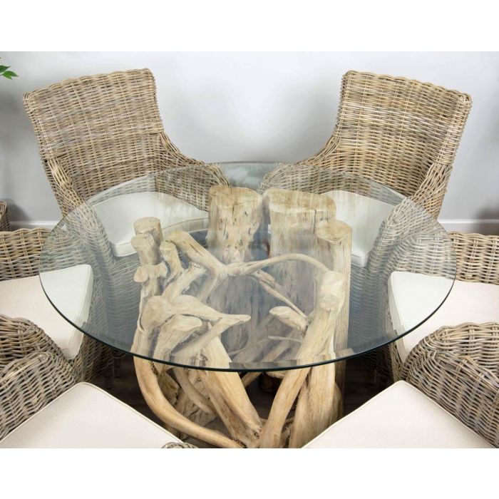 1.2m Java Root Circular Dining Table with 4 or 6 Donna Armchairs ...