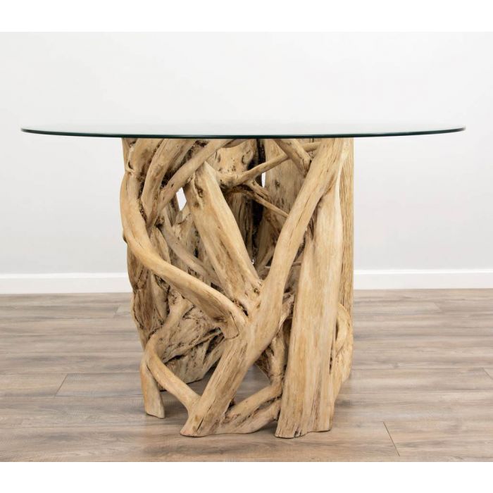1.2m Java Root Circular Dining Table with 4 or 6 Velveteen Ring Back ...