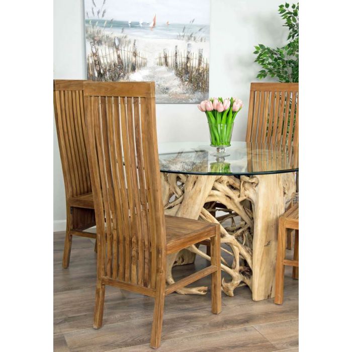 1.2 Java Root Circular Dining Table with 4 Vikka Chairs - Sustainable ...