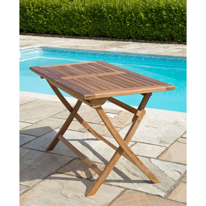 1.2m Teak Rectangular Folding Table with 6 Classic Folding Chairs - Sustainable Furniture